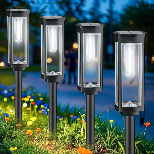 Rirool 8 Pack Solar Pathway Lights Outdoor, Solar Powered Garden Lights ...