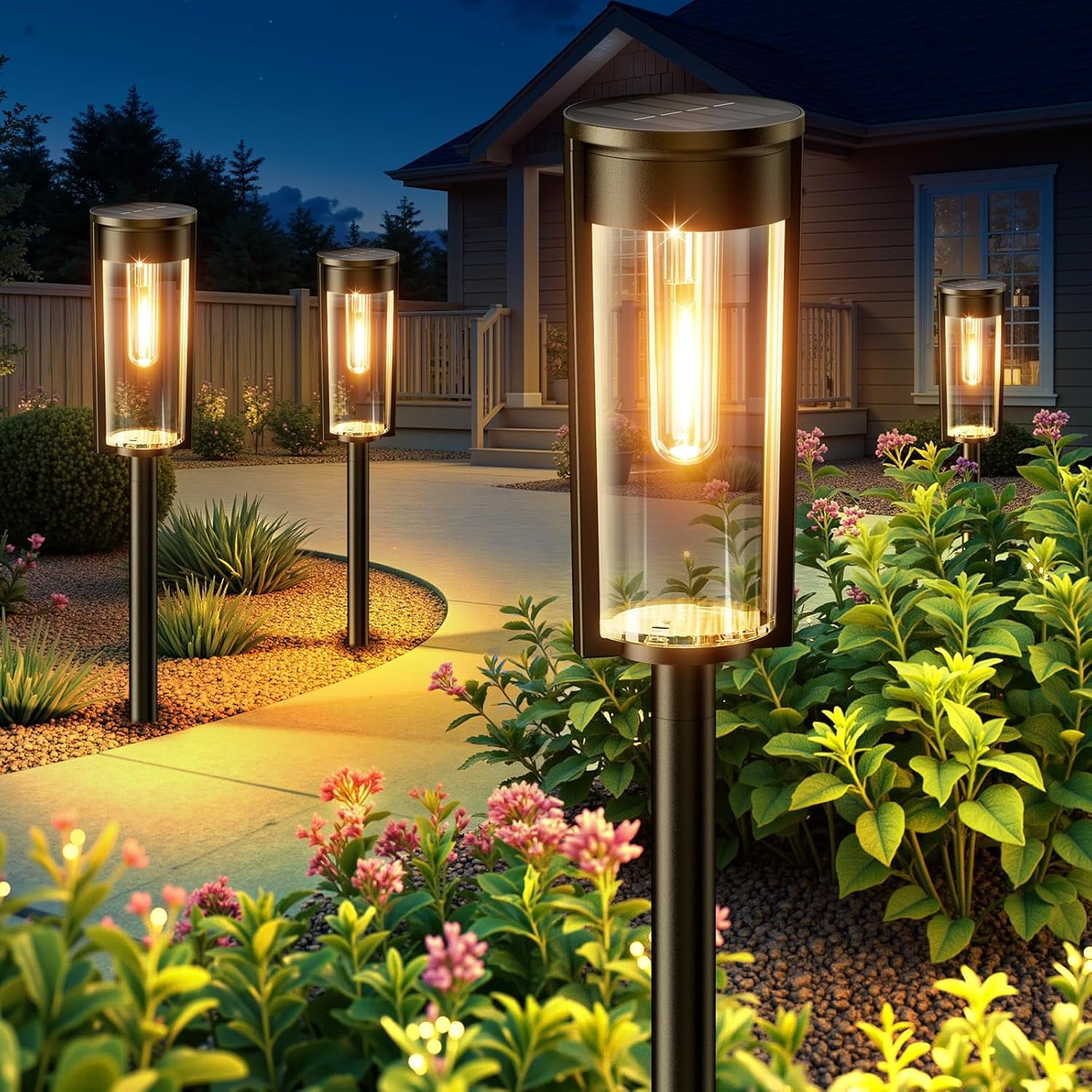 Solar Pathway Lights Outdoor, Upgraded 8 Pack Solar Lights Outdoor ...