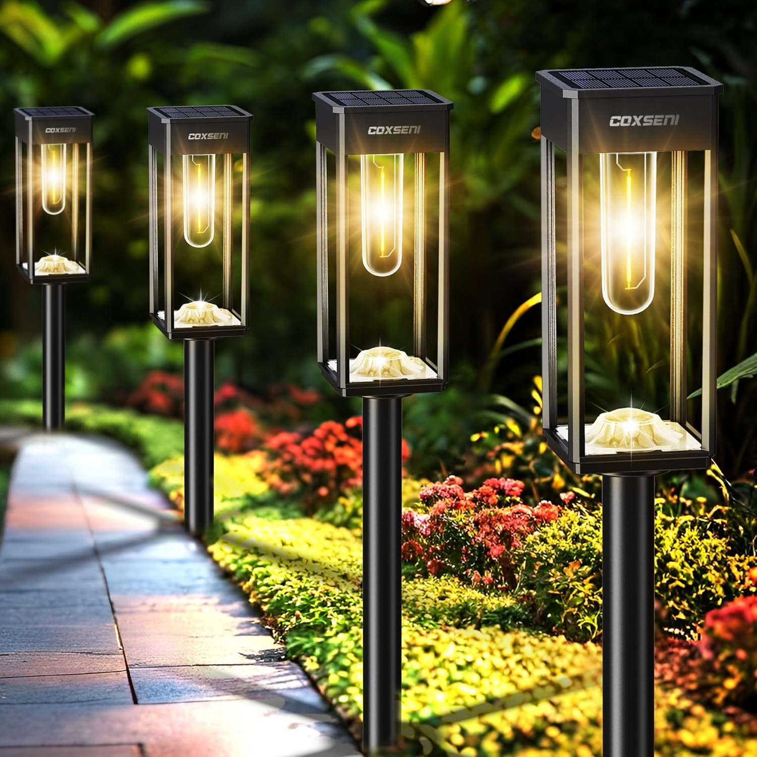 Solar Pathway Lights Outdoor Waterproof, 6 Pack 6500K LED Solar Powered ...
