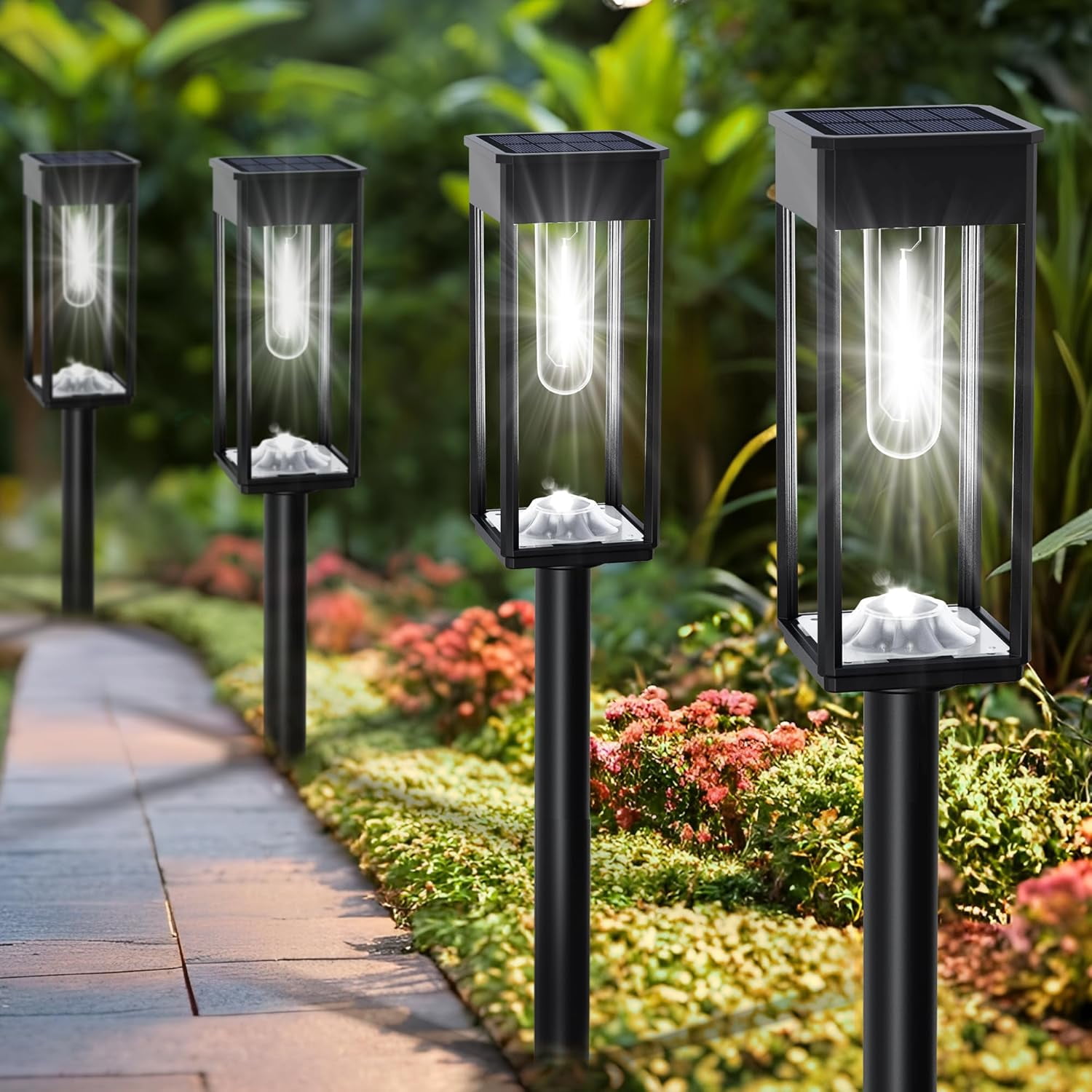 Solar Pathway Lights Outdoor Waterproof, 6 Pack 6500K LED Solar Powered ...