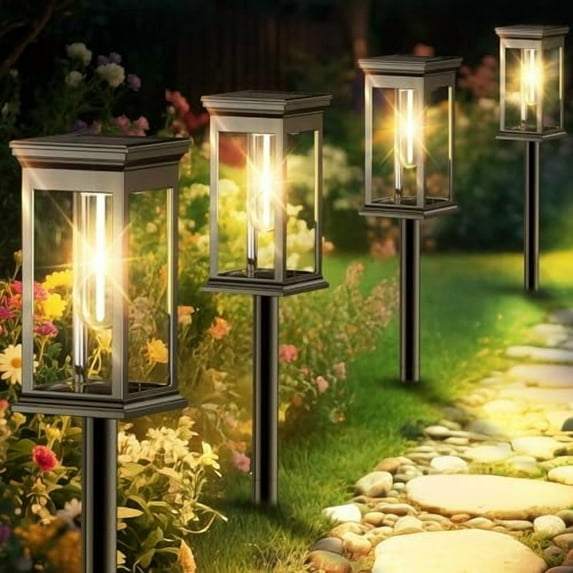 Solar Pathway Lights Outdoor Waterproof – 8 Pack Bright Solar Powered ...