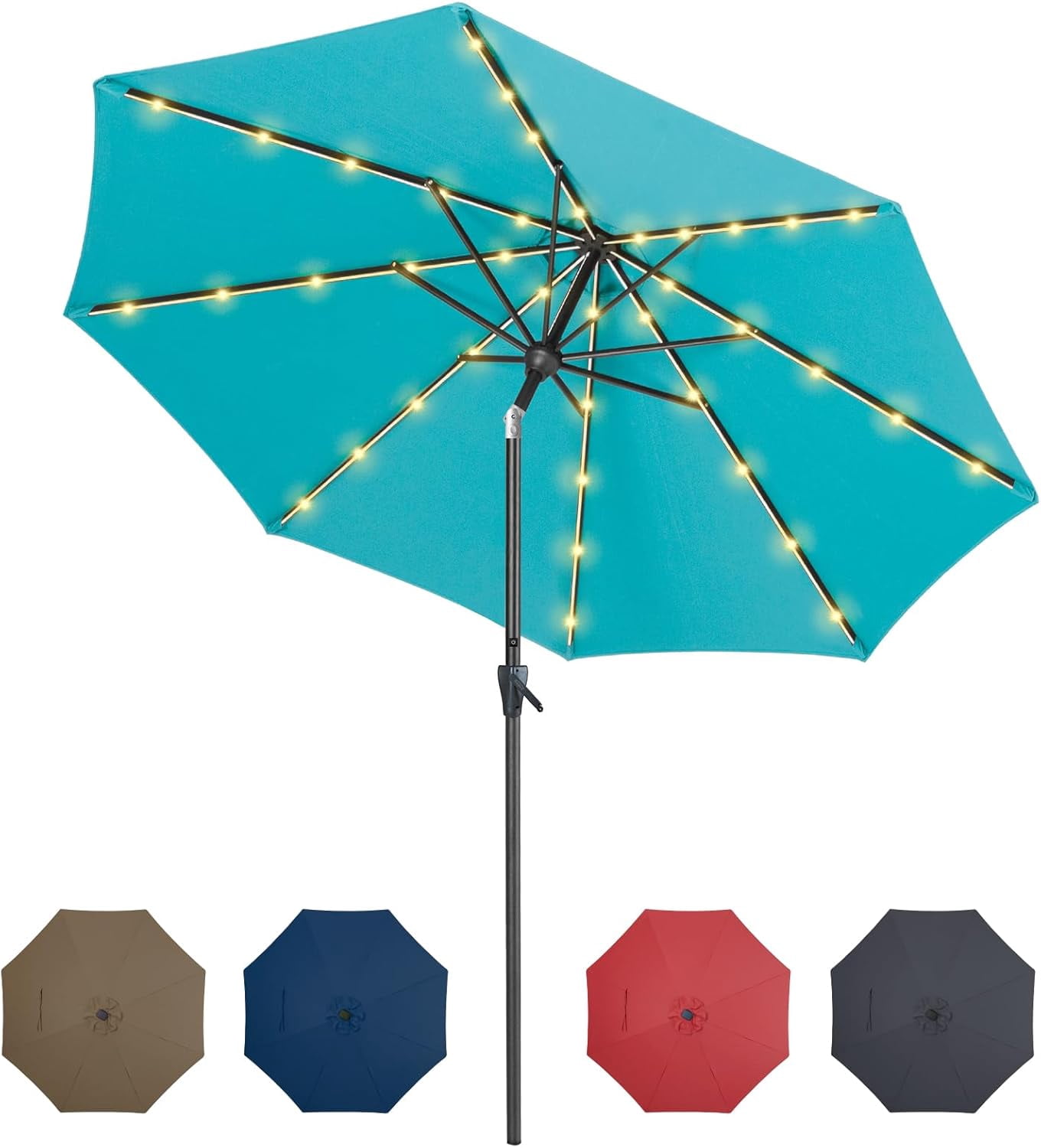 Solar Patio Umbrella 40 LED Lighted Outdoor Umbrella Table Market ...