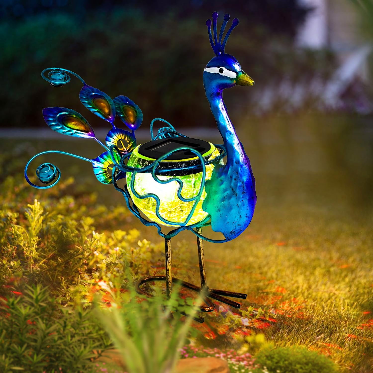 Solar Peacock Statue Light, Solar Animal LED Lights Outdoor, Solar ...