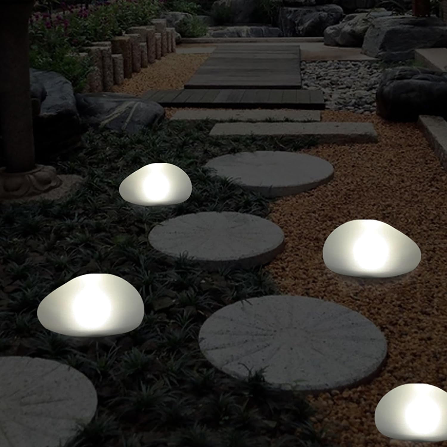 Solar Pebble Light, Waterproof Solar LED Garden Lighting Stone lamp ...
