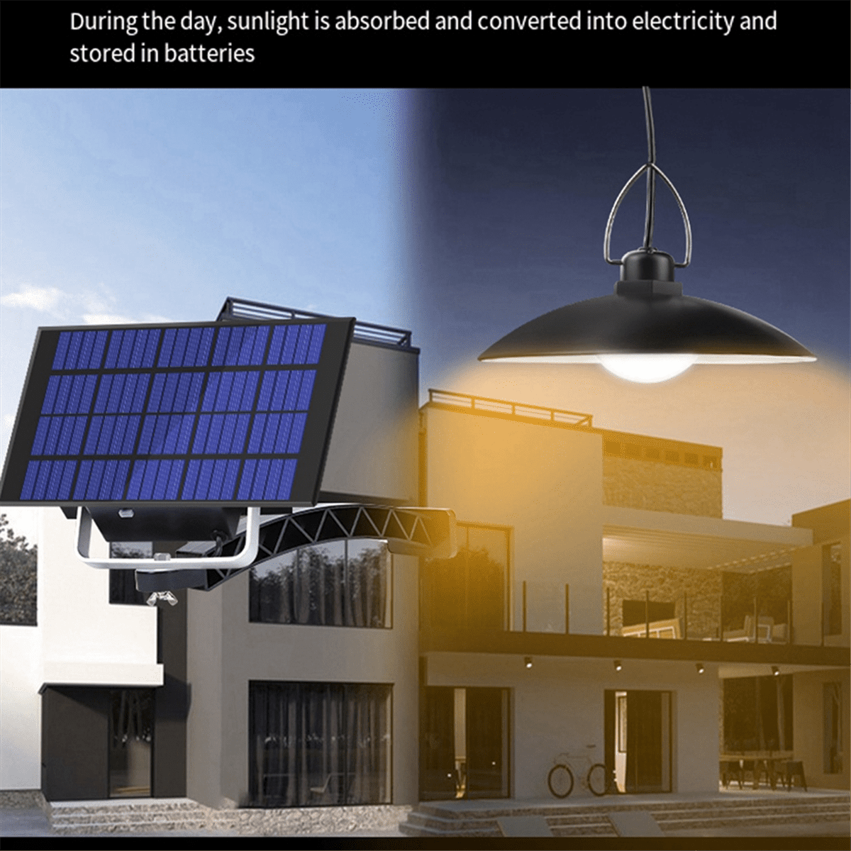 Solar Pendant Light with Remote Control Outdoor Indoor Solar LampLine ...