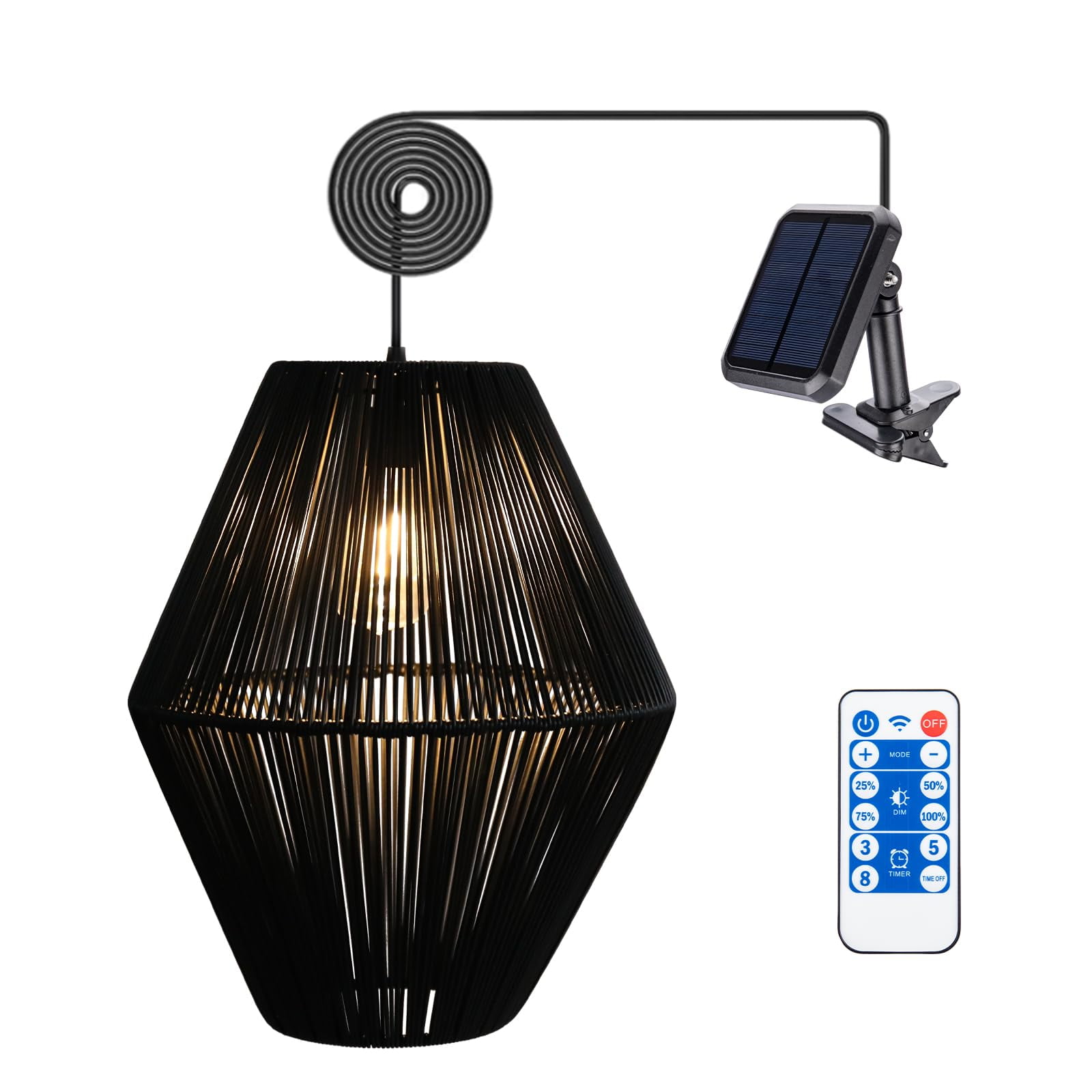 Solar Pendant Lights Farmhouse Chandelier - Large Outdoor Boho Rattan ...