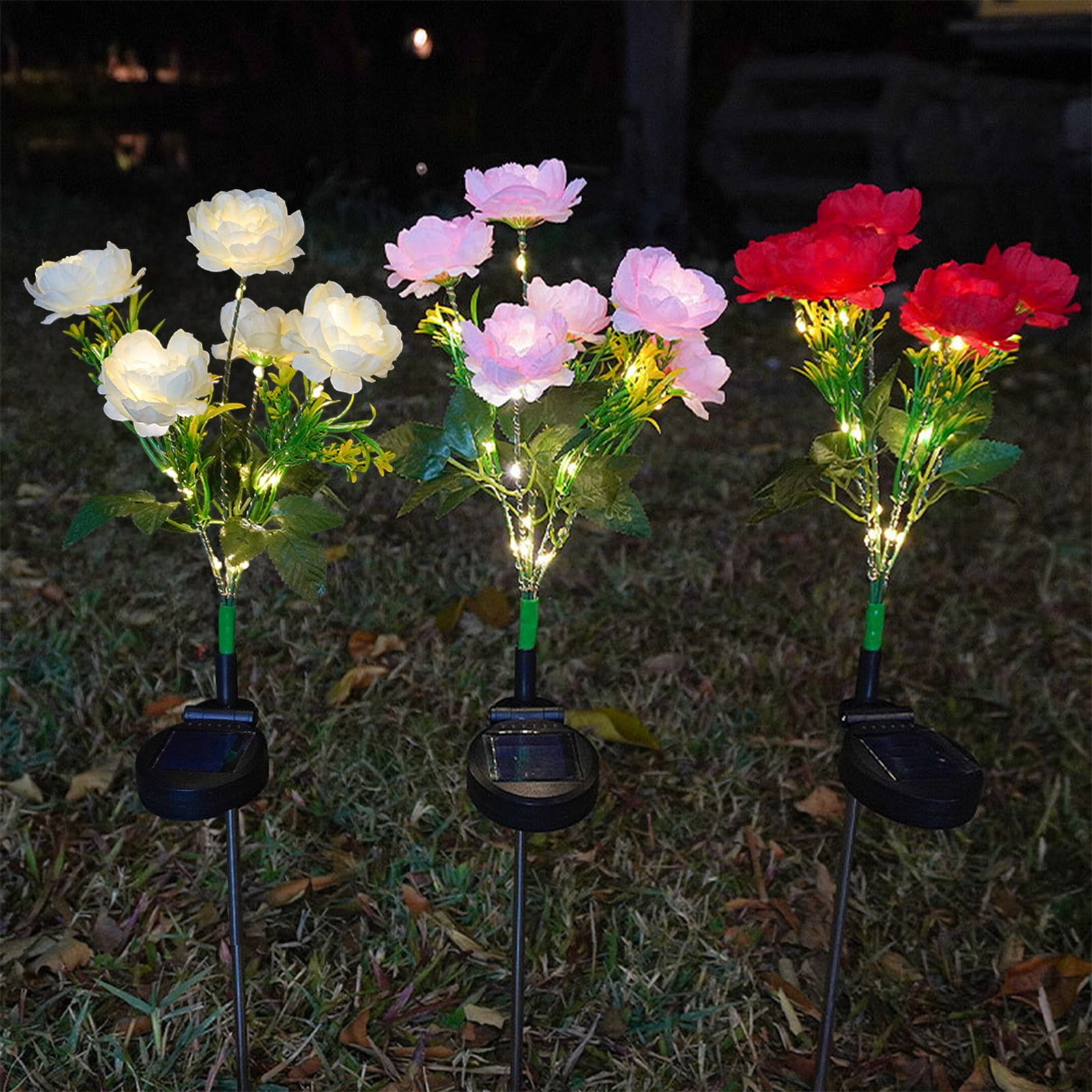 Solar Peony Flower Lamp - Waterproof Outdoor Garden Light with Auto On ...