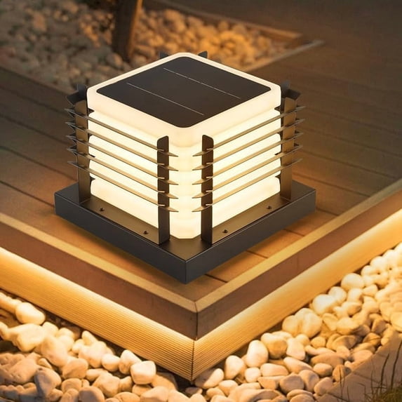 Solar Pillar Lights Outdoor, 12 in Modern Pillar Lamp Outdoor Column ...
