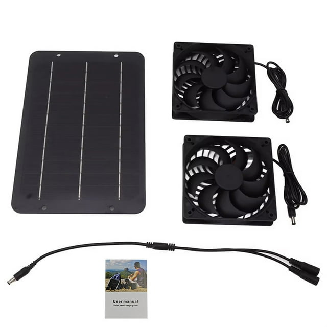 Solar Plate Exhaust Fan 10W Solar Panel Solar Powered Dual Fan Kits Pet ...