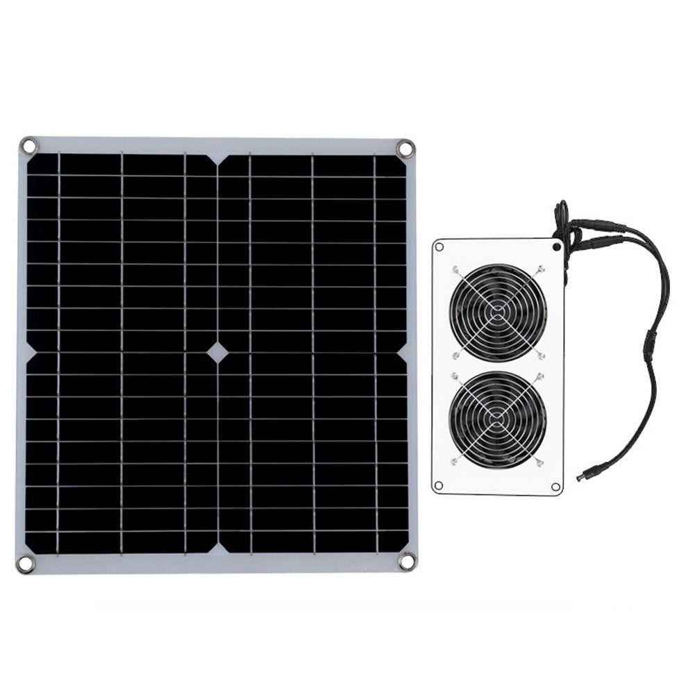 Solar Plate Exhaust Fan 30W Solar Panel Solar Powered Dual Fan Kits Pet ...
