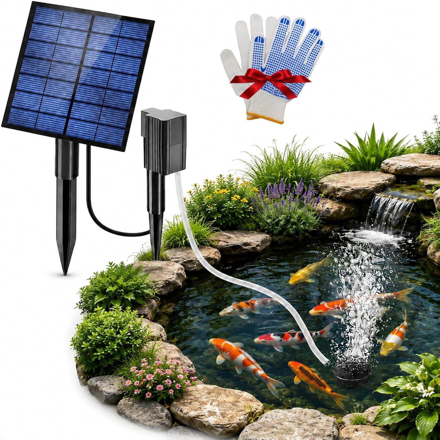 Solar Pond Aerator with Air Pump, 2.5 W 2200mAh Solar Powered Pond ...
