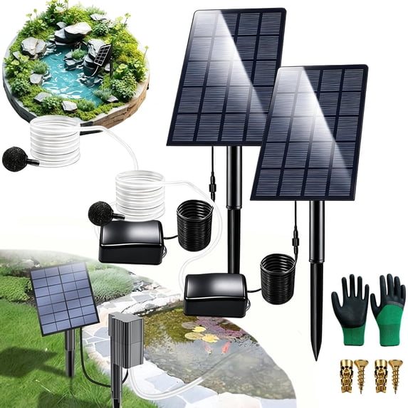 Solar Pond Aerator with Air Pump, Solar Powered Pond Aerator, Dual ...