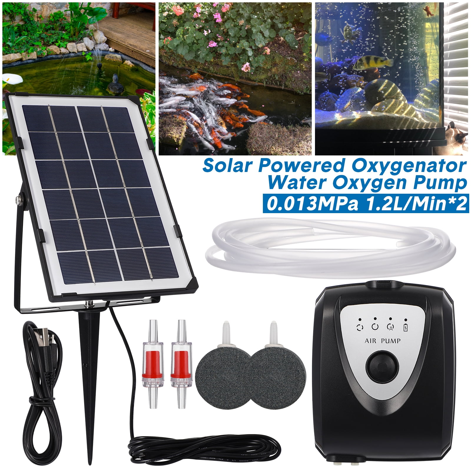 Solar Pond Aerator with Air Pump,Outdoor, Solar Pump with Bubble for ...