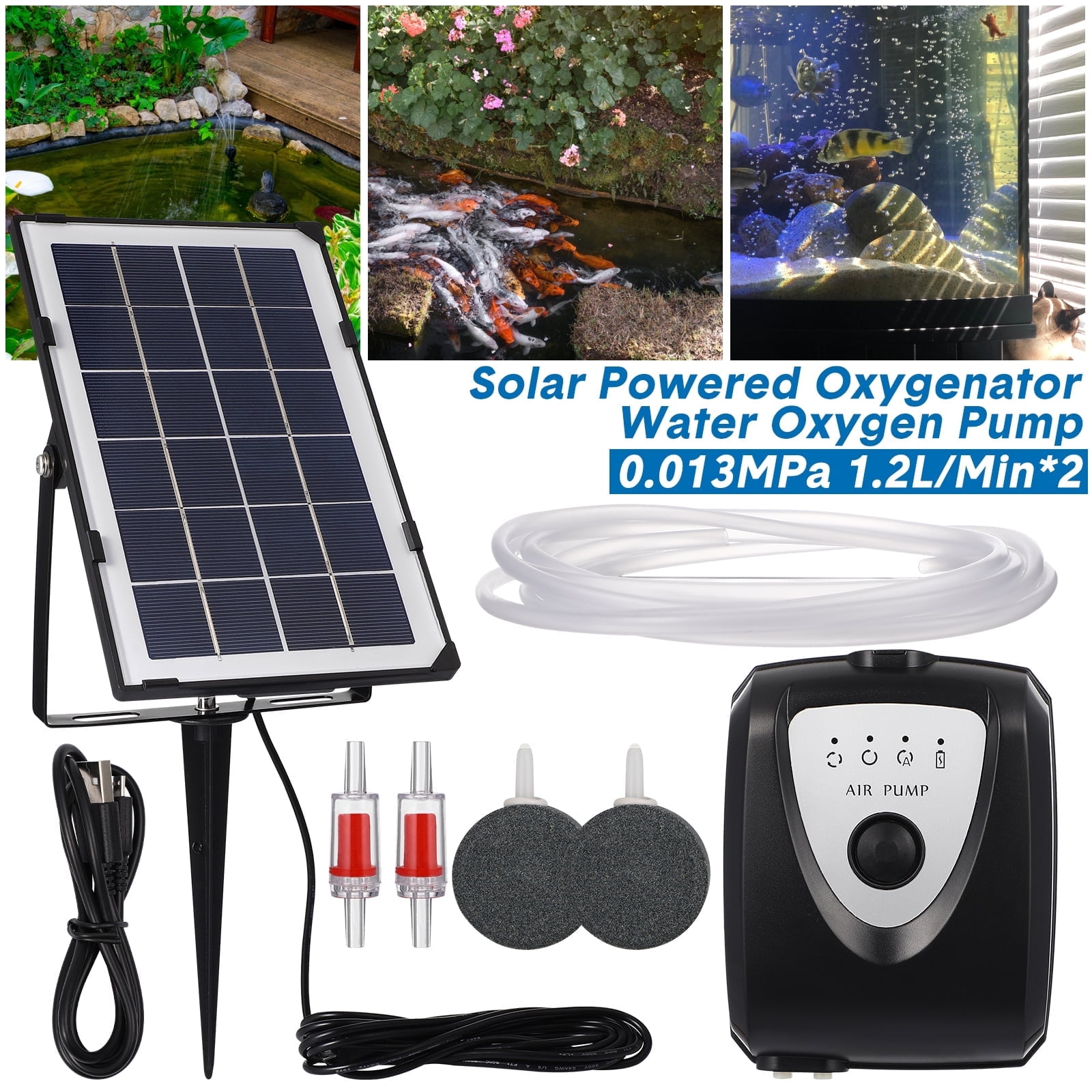 Solar Pond Aerator with Air Pump,Outdoor, Solar Pump with Bubble for ...