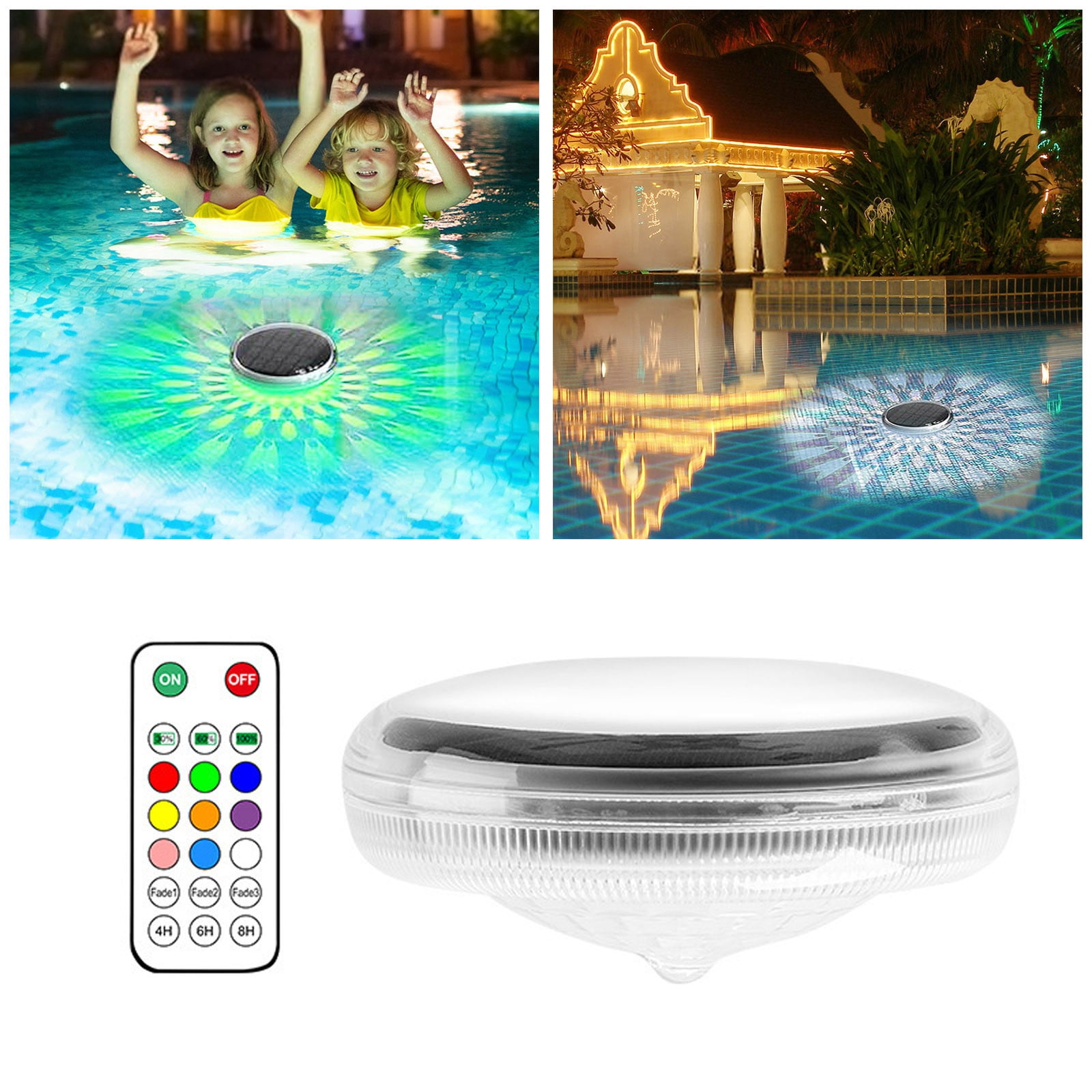 Solar Pond Light, Floating LED with Remote Control, Underwater Pool ...