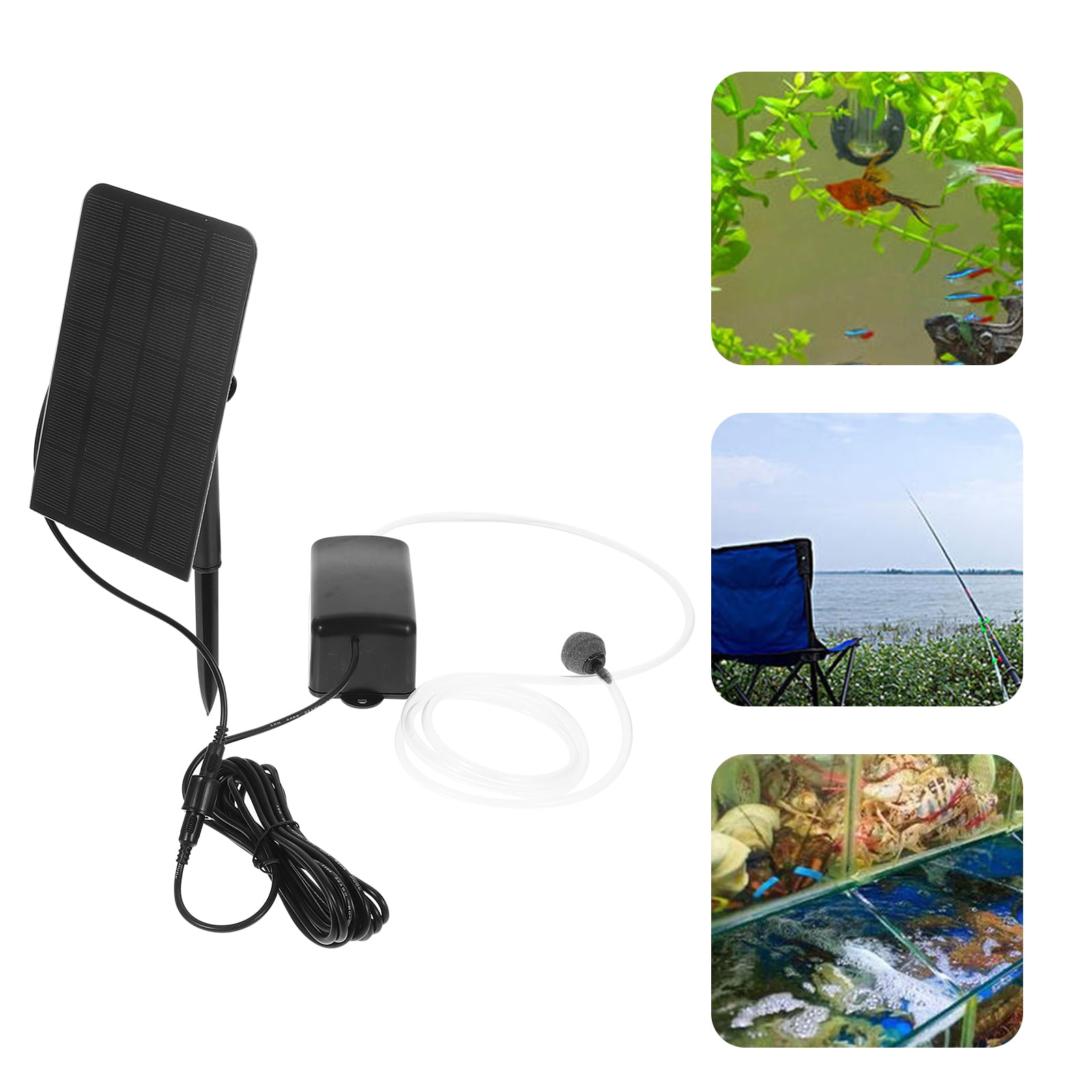 Solar Pond Oxygenator, Aquarium Oxygen Aerator Air Pump Fishing Aerator ...