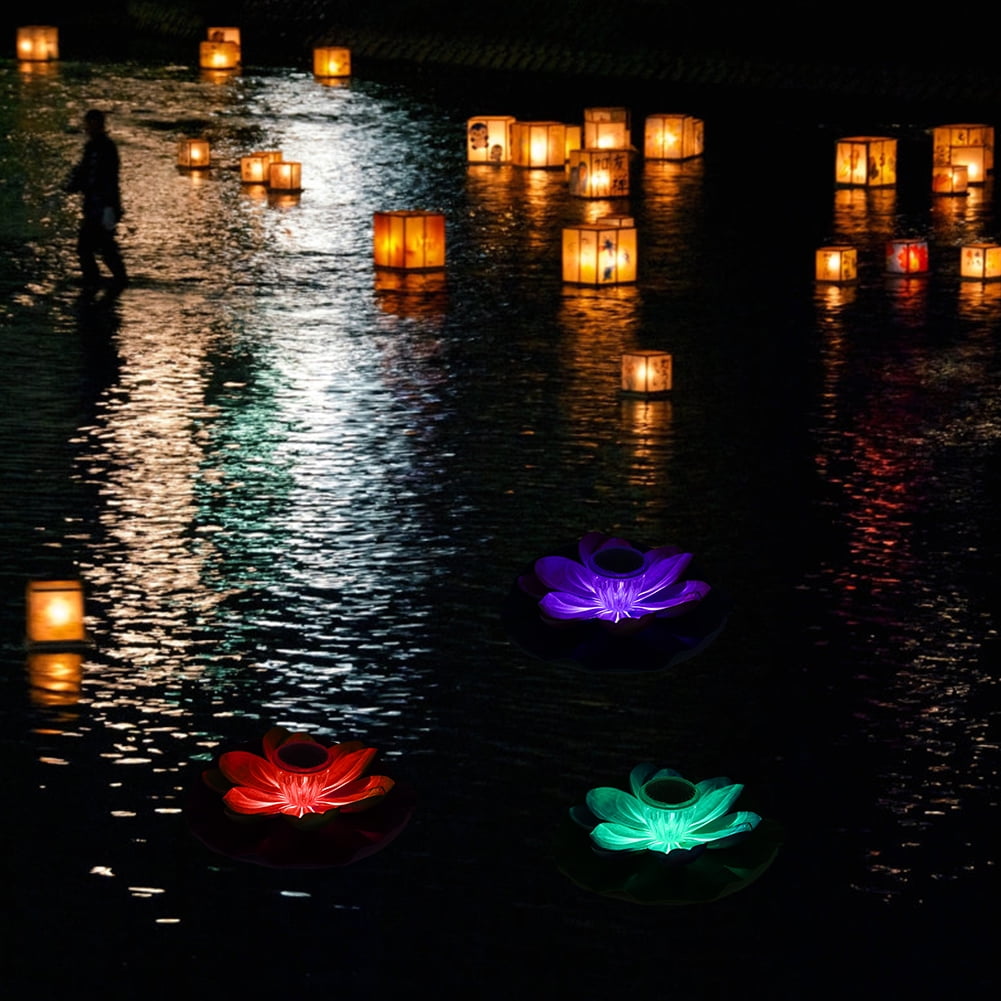 Solar Pond Pool Lights, Multicoloured Light LED Color Changing Flower ...