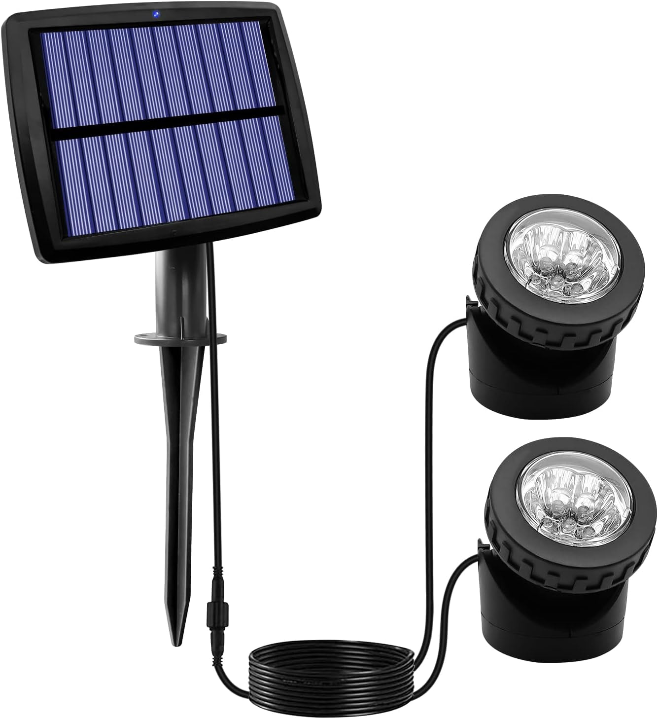 Solar Pond Spotlights, 2 in 1 12 LED Solar Underwater Lights with Dual Head Waterproof Submarine ...
