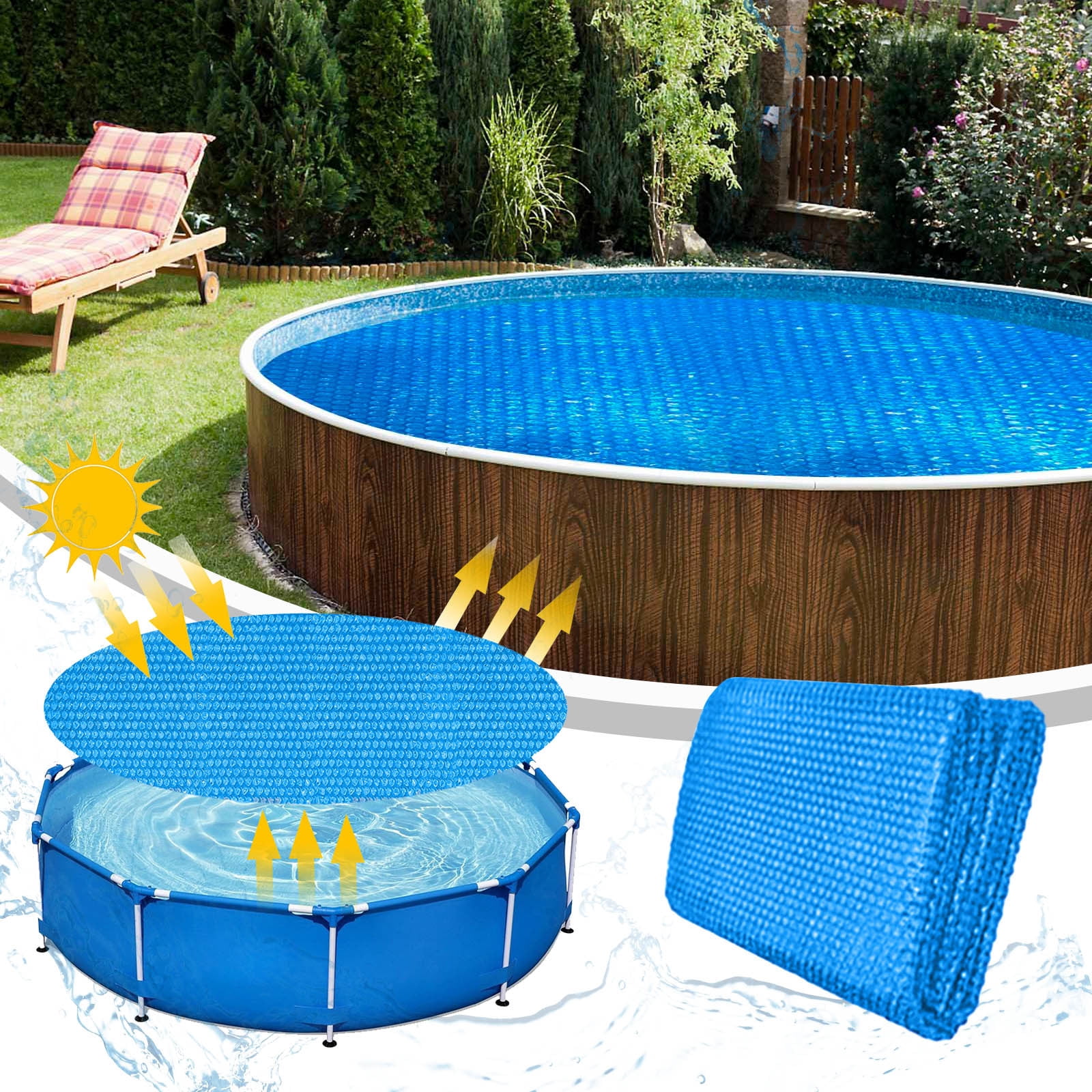 Solar Pool Blanket Round Above Ground Swimming Pool Cover for Heat ...