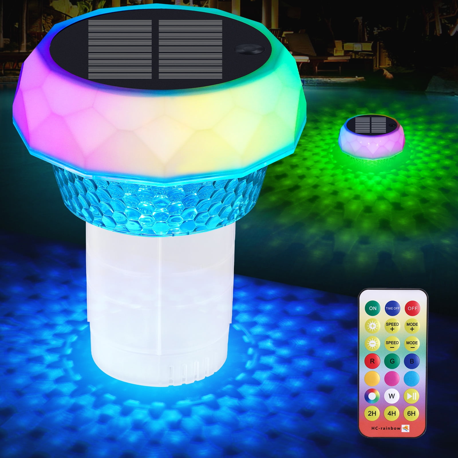 Solar Pool Chlorine Floater, Floating Colorful Induction Lights ...