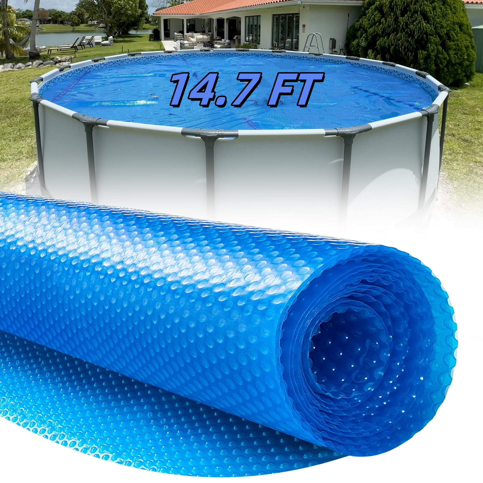 Solar Pool Cover 15 ft Inground Above Ground Pools Solar Blanket 12 mil ...