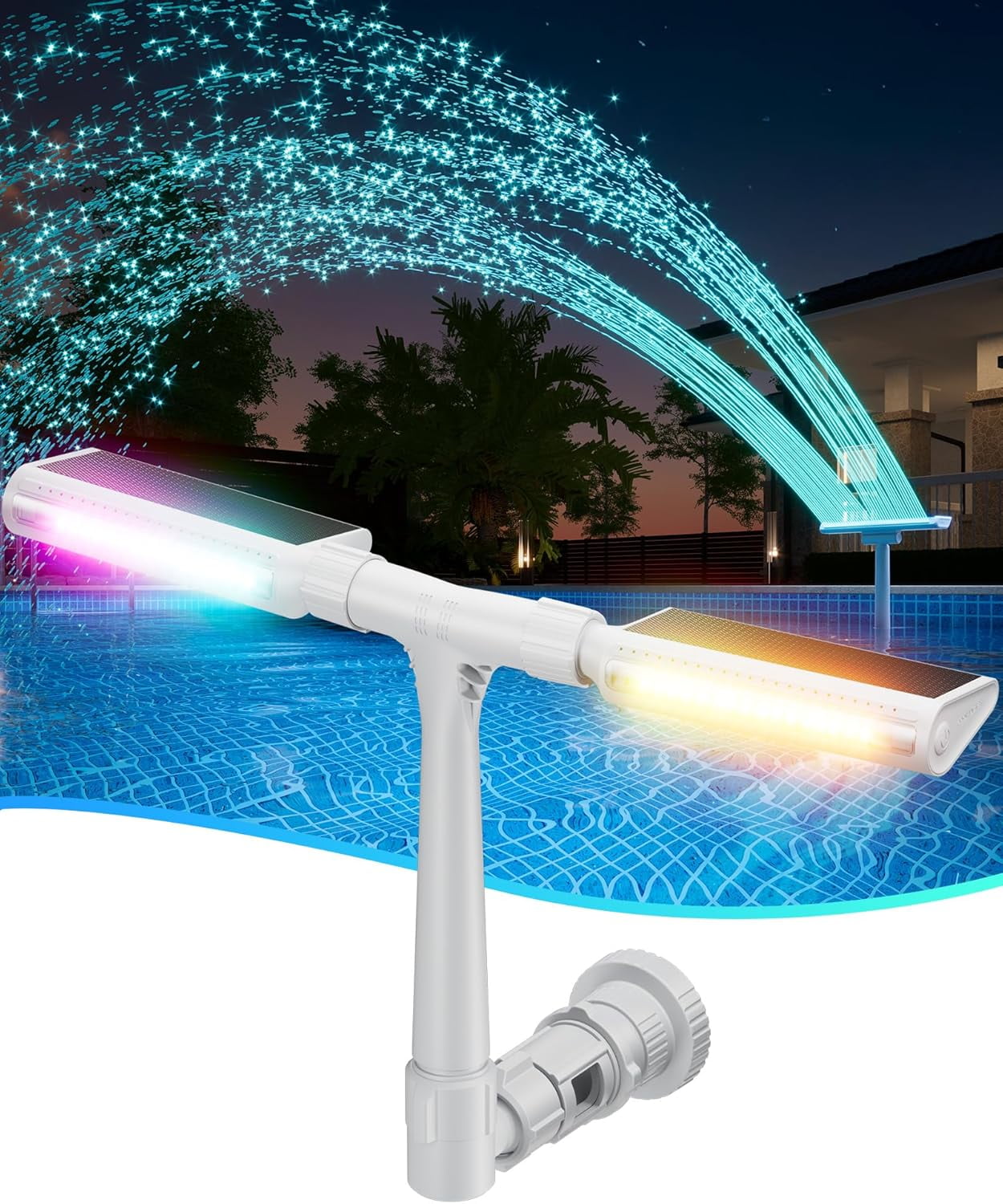 Solar Pool Fountain with 10-Color Lights – Auto Light Sensing, Remote ...