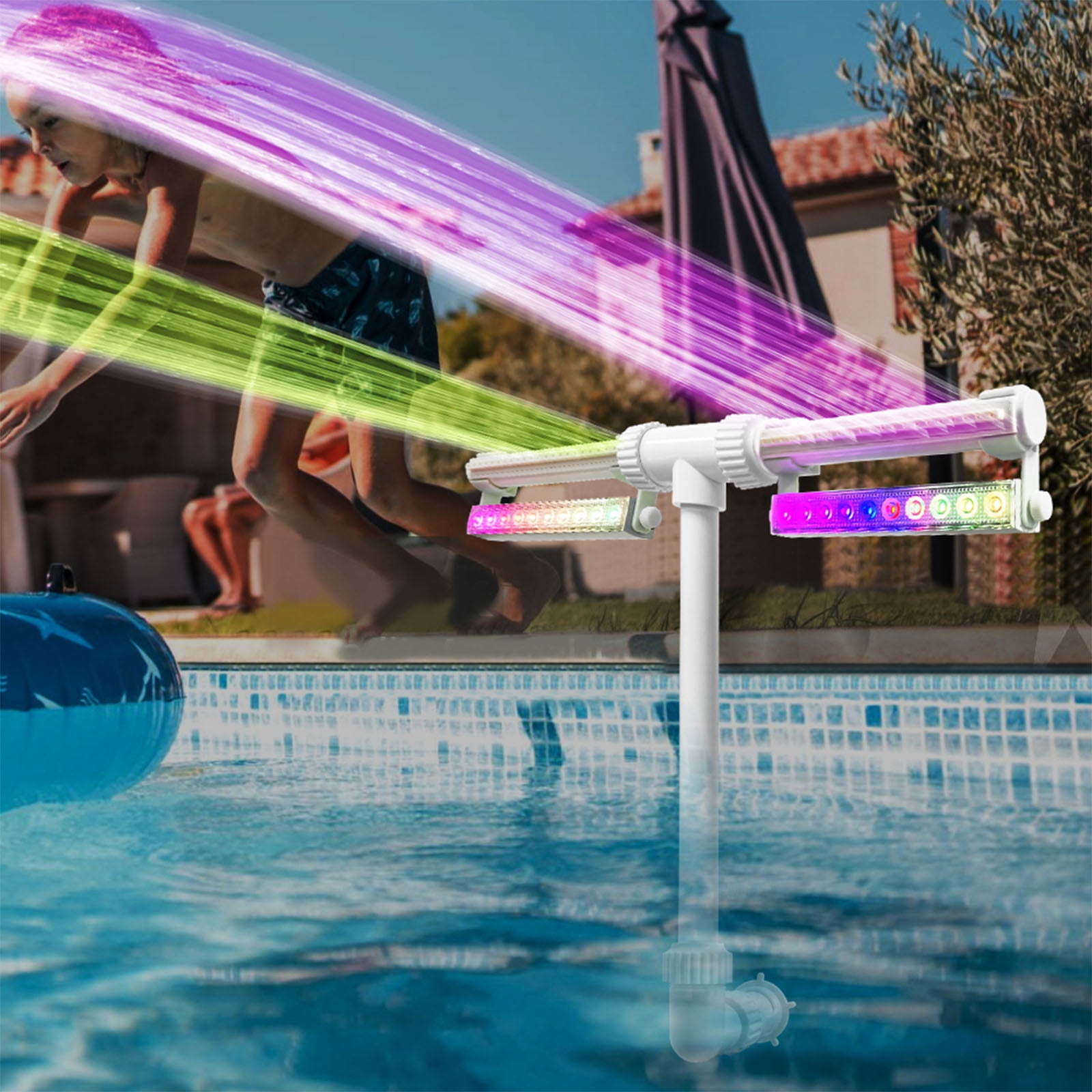 Solar Pool Fountain for Above and In-ground Pools,with 10-Color Lights ...