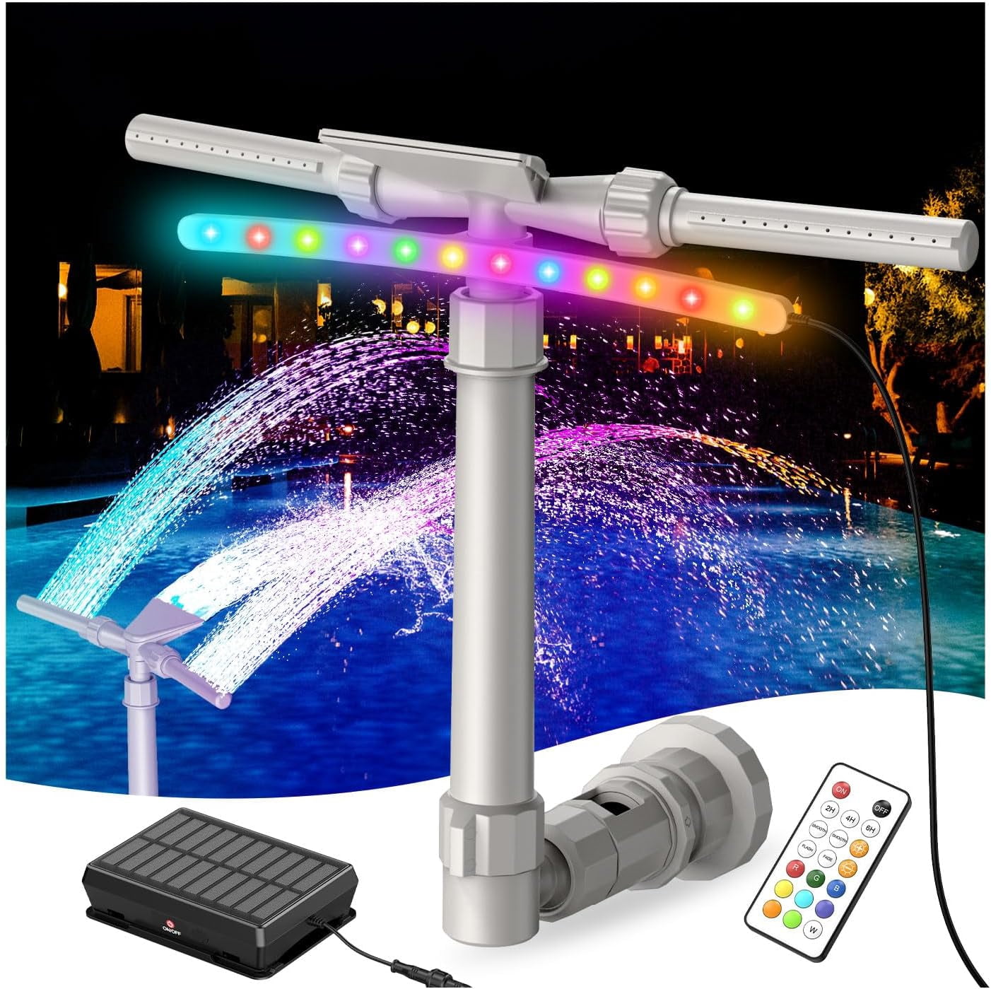 Solar Pool Fountain with Lights for Above Ground Pools,XJUGEZ Pool ...