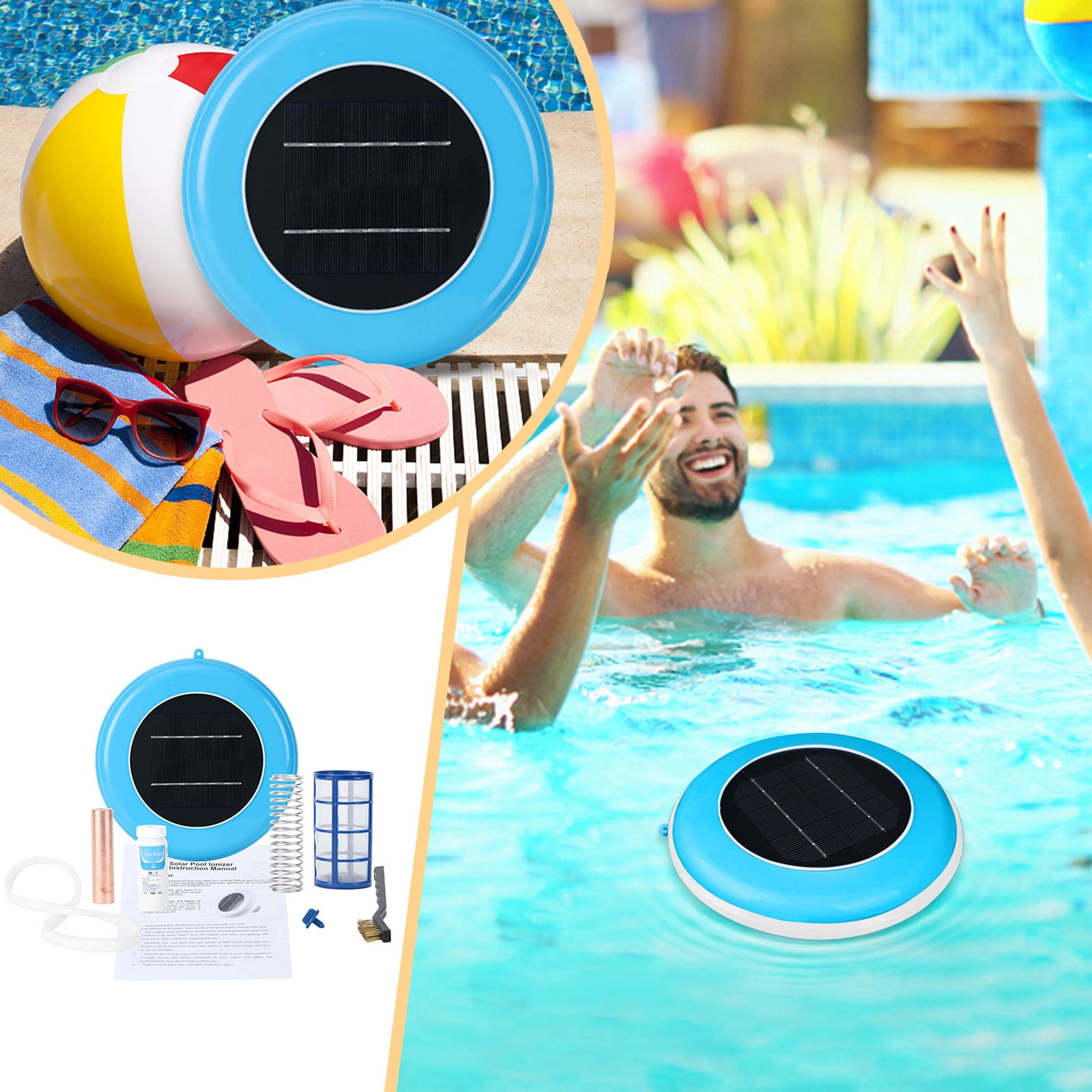 Solar Pool Ionizer Cleaner Purifier Chlorine Free Sun Shock for Crystal Clear Safe Swimming Pool Water Long Lasting Copper Anode Eco Friendly Solar Powered Fresh Salt Water Walmart