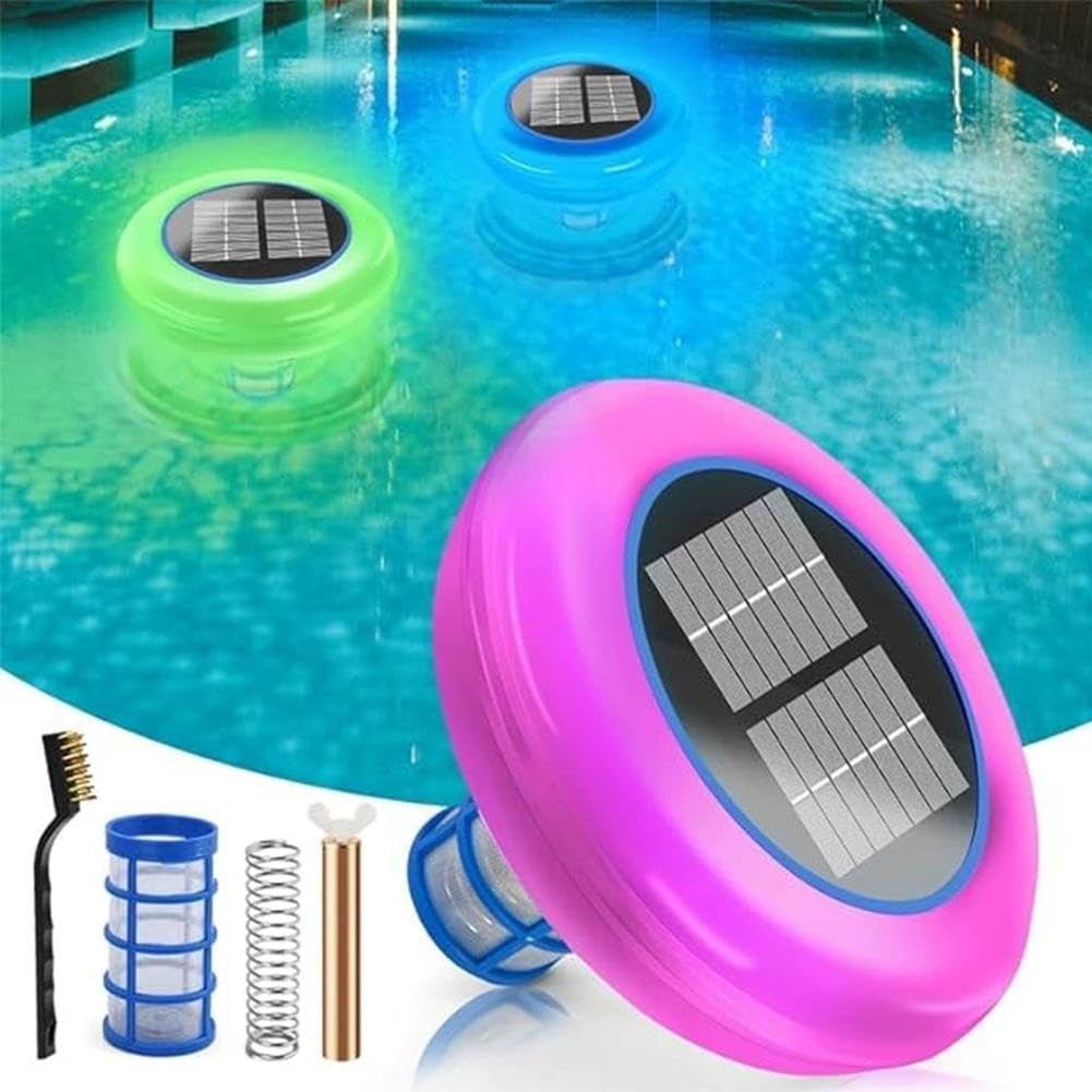 Solar Pool Ionizer Copper Floating with 7-Color LED Light for Above ...