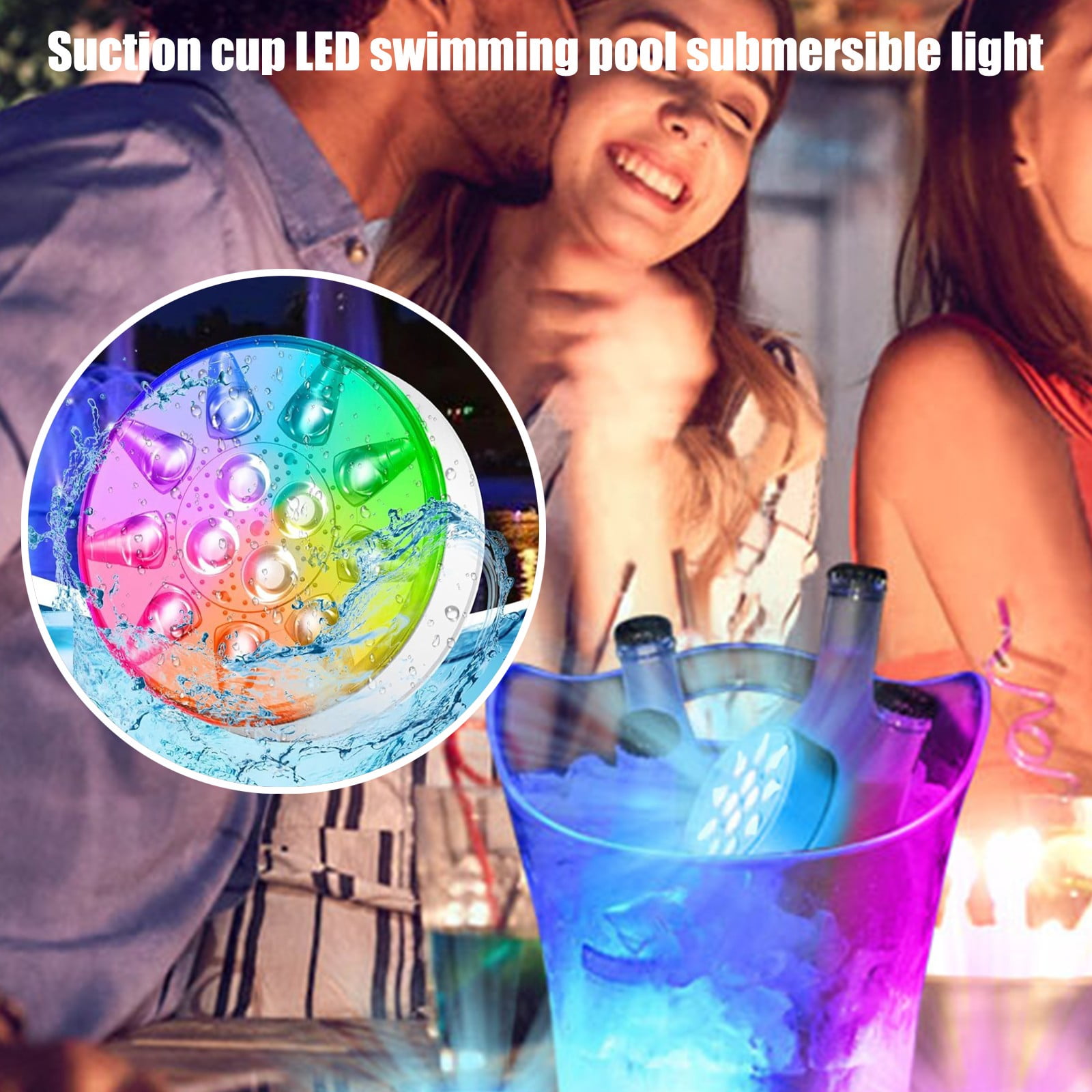 Solar Pool Lights, Submersible LED Lights with Remote IP68 Waterproof Swimming Pool Lighting, 16 ...