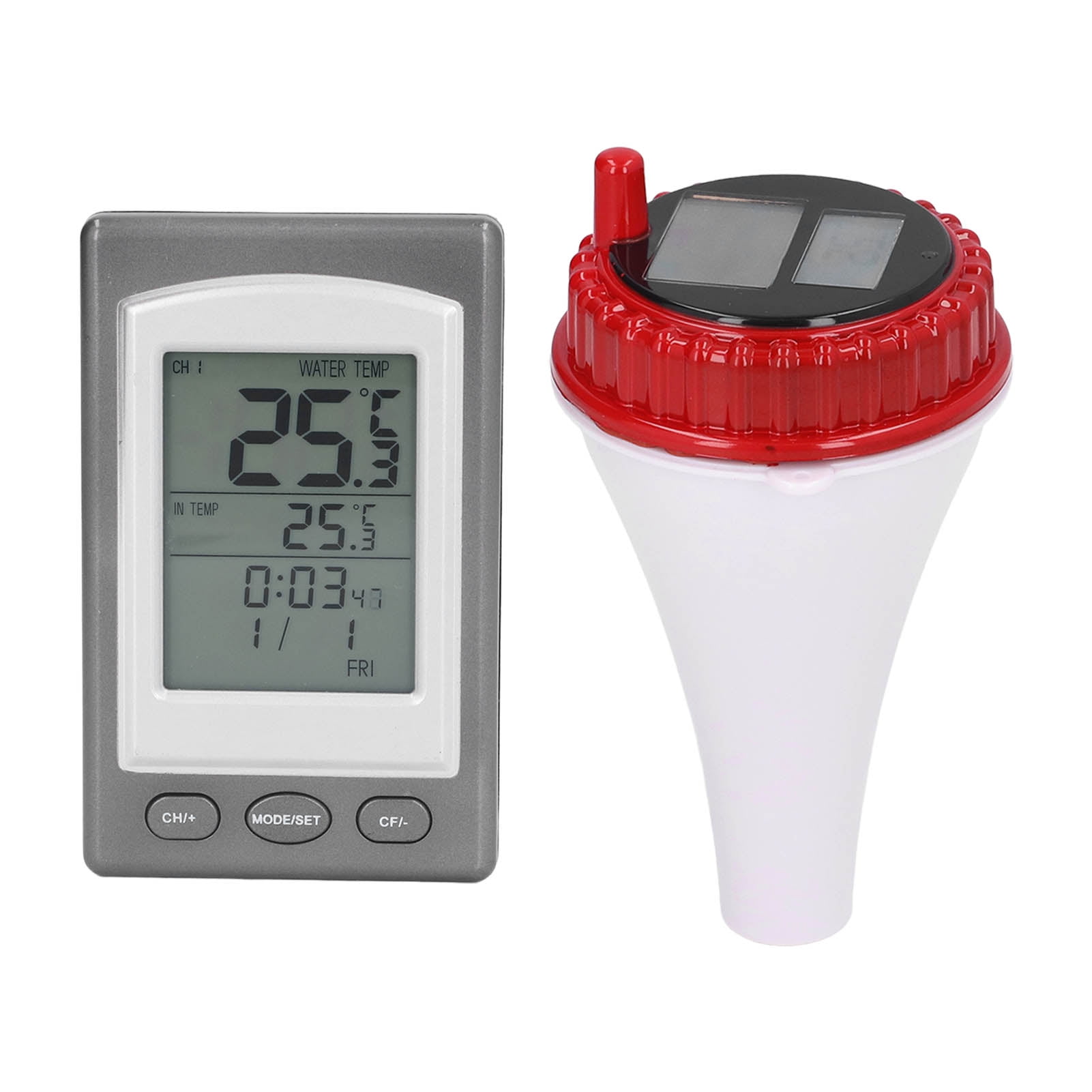 Solar Pool Thermometer, Wireless, 3,Channel, Indoor/Outdoor Temp W ...