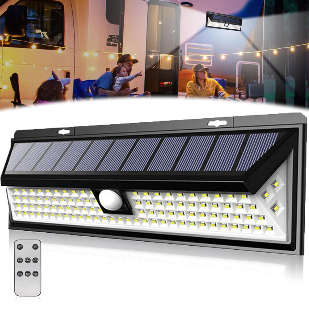 Solar Porch Light 118 LED Motion Sensor Exterior Wall Light with Remote ...