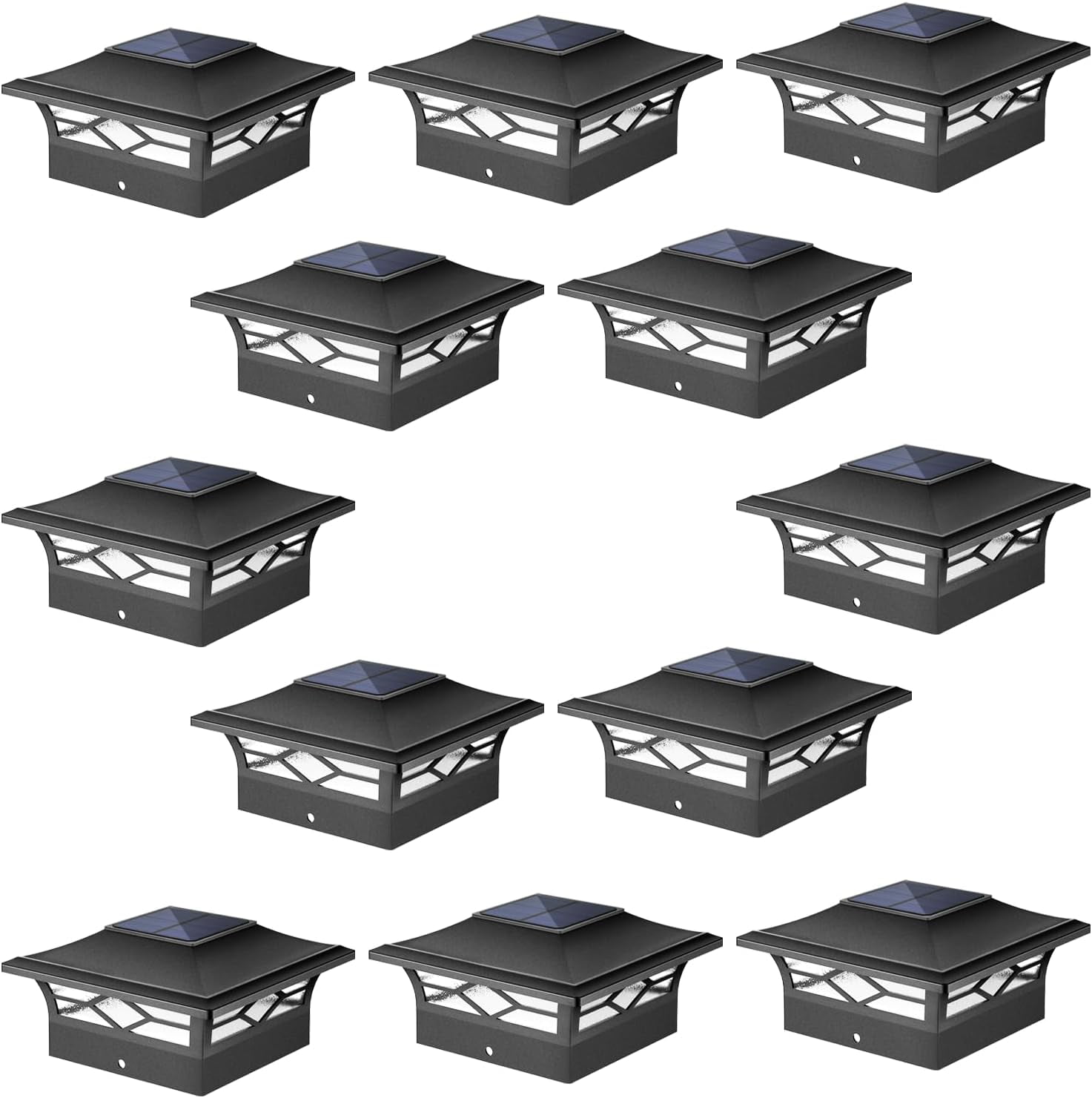 Solar Post Cap Lights Outdoor 12pack, Waterproof Solar Powered Deck ...