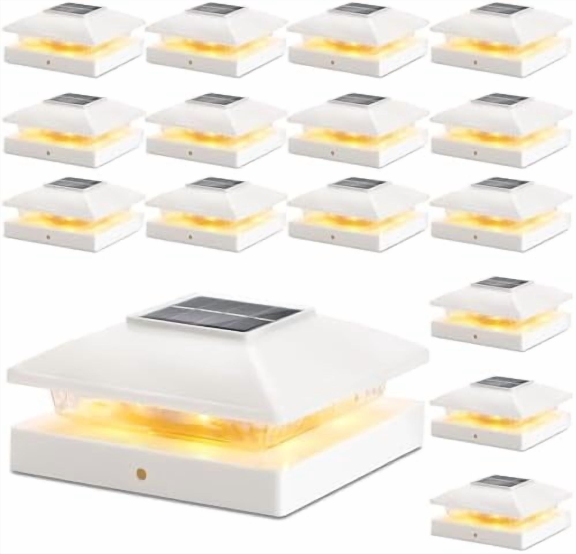 Solar Post Cap Lights Outdoor 16pack, White Waterproof Solar Powered ...