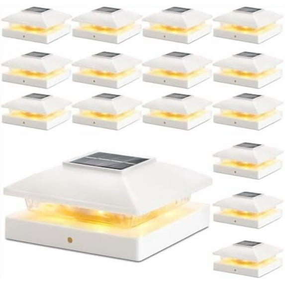 Solar Post Cap Lights Outdoor 16pack, White Waterproof Solar Powered ...