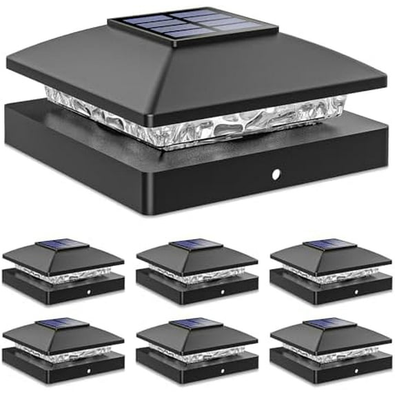Solar Post Cap Lights Outdoor 6pack, Black Waterproof Solar Powered ...