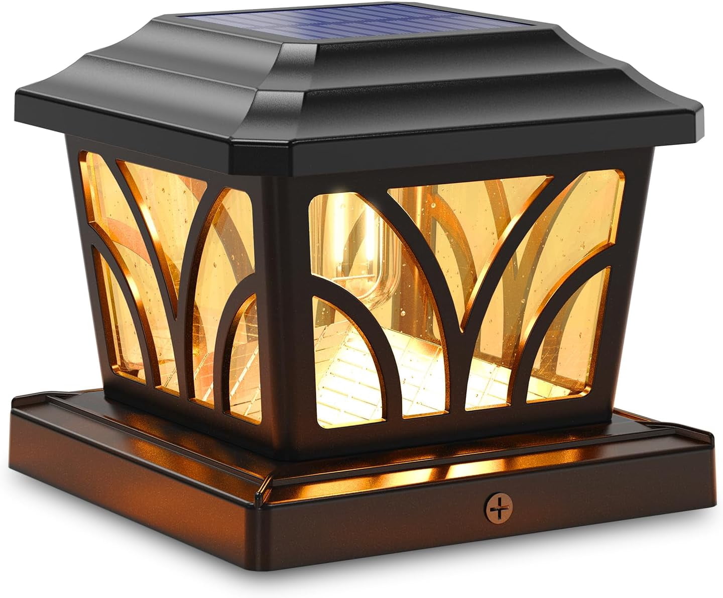 Solar Post Cap Lights Outdoor, Aluminum Glass 2 Modes 20 Lumens Edison ...