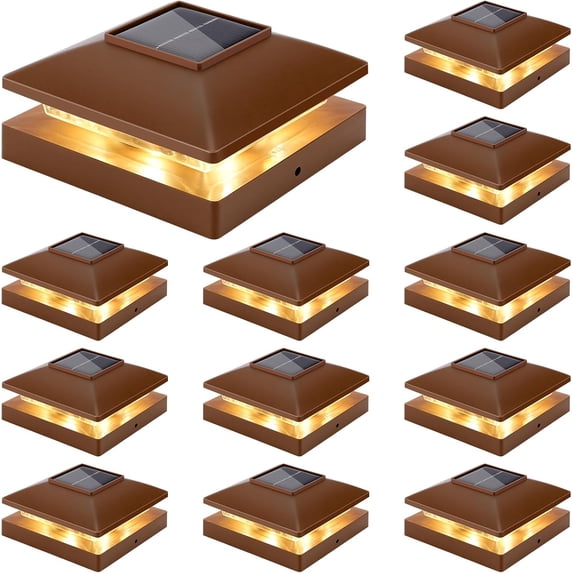 Solar Post Cap Lights Outdoor Black Waterproof Solar Powered Deck Fence ...