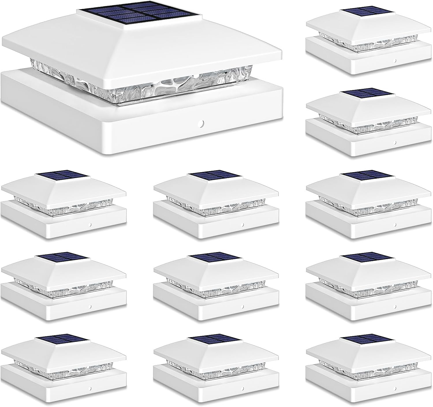 Solar Post Cap Lights Outdoor Black Waterproof Solar Powered Deck Fence ...