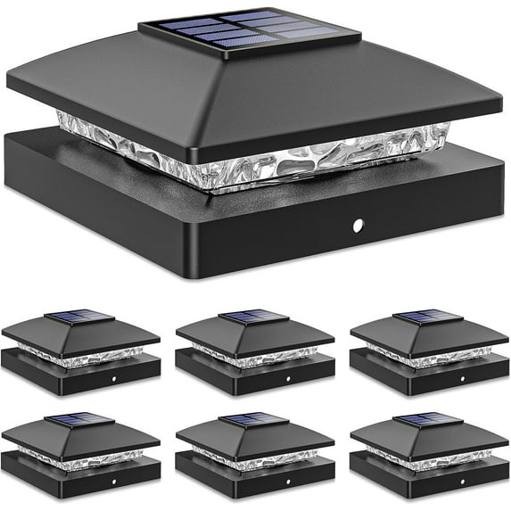 Solar Post Cap Lights Outdoor Black Waterproof Solar Powered Deck Fence ...