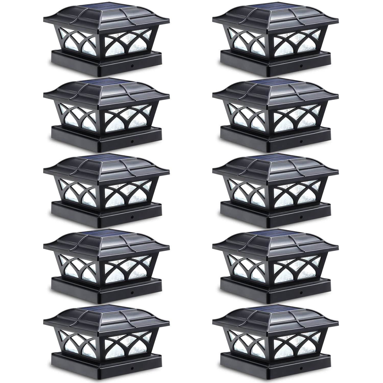 Solar Post Cap Lights Outdoor Glass 2 Modes 8 LEDs for 4x4 5x5 6x6 ...