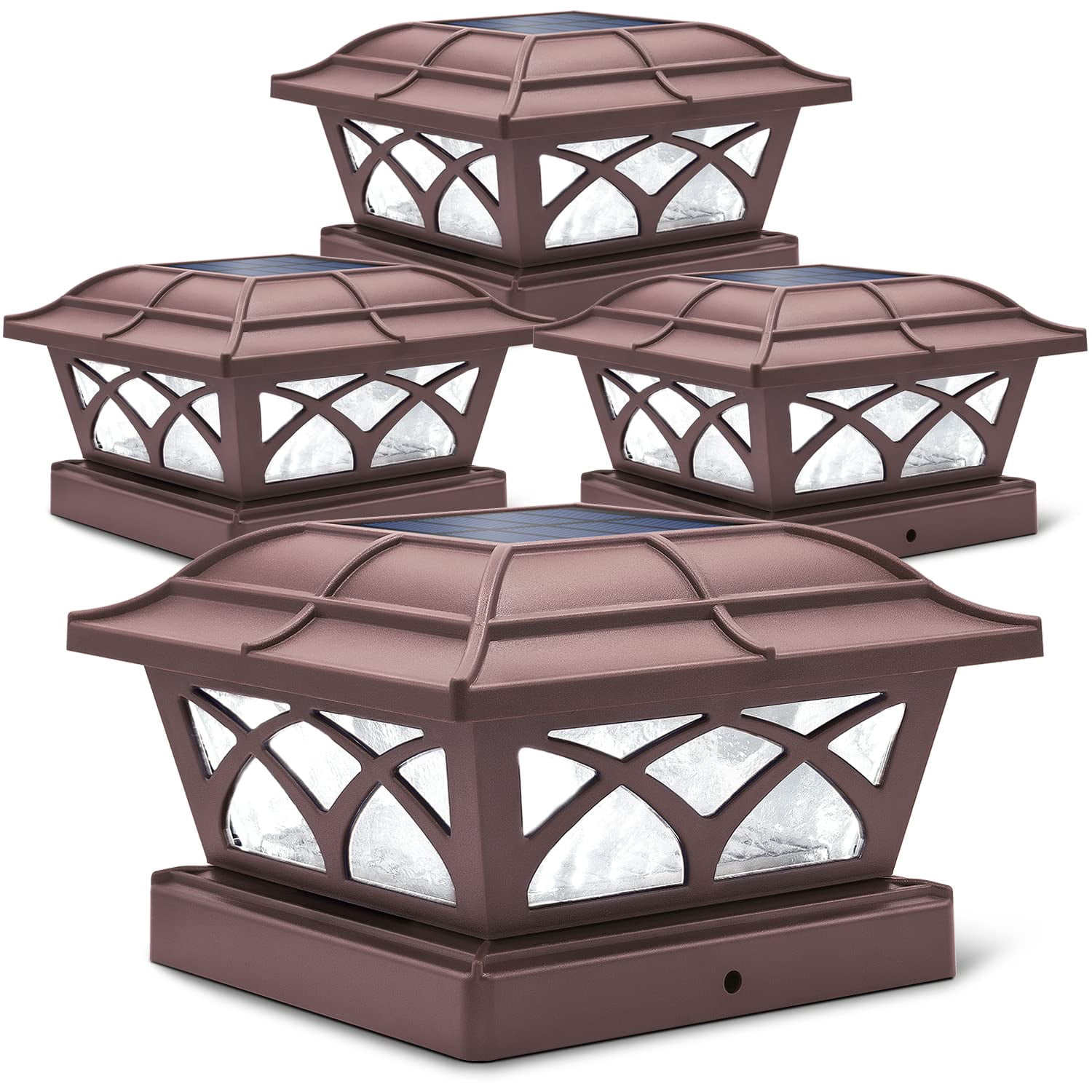 Solar Post Cap Lights Outdoor Glass 2 Modes 8 LEDs for 4x4 5x5 6x6 ...