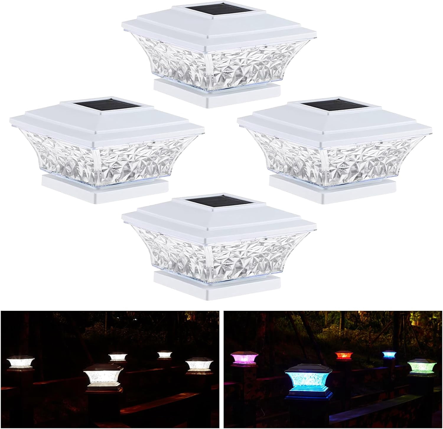 Solar Post Cap Lights Outdoor LED Lighting Deck Fence Cap Light Two ...