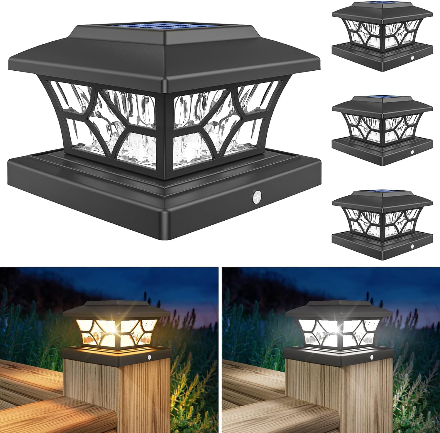 Solar Post Cap Lights Outdoor, Solar Powered Fence Post Cap Lights for ...