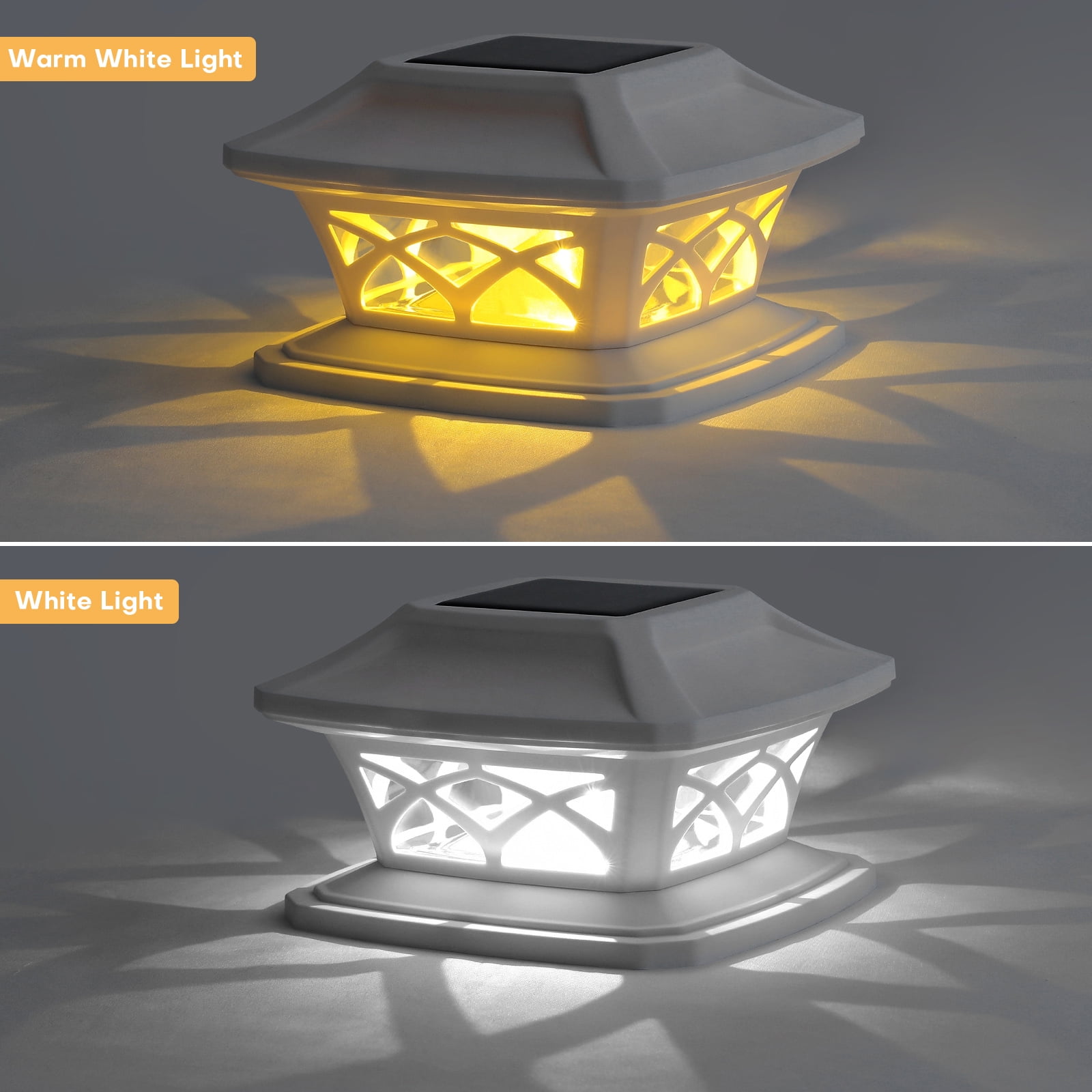 Solar Post Light IP65 Warm White & Cool White Solar Powered Cap Lights ...