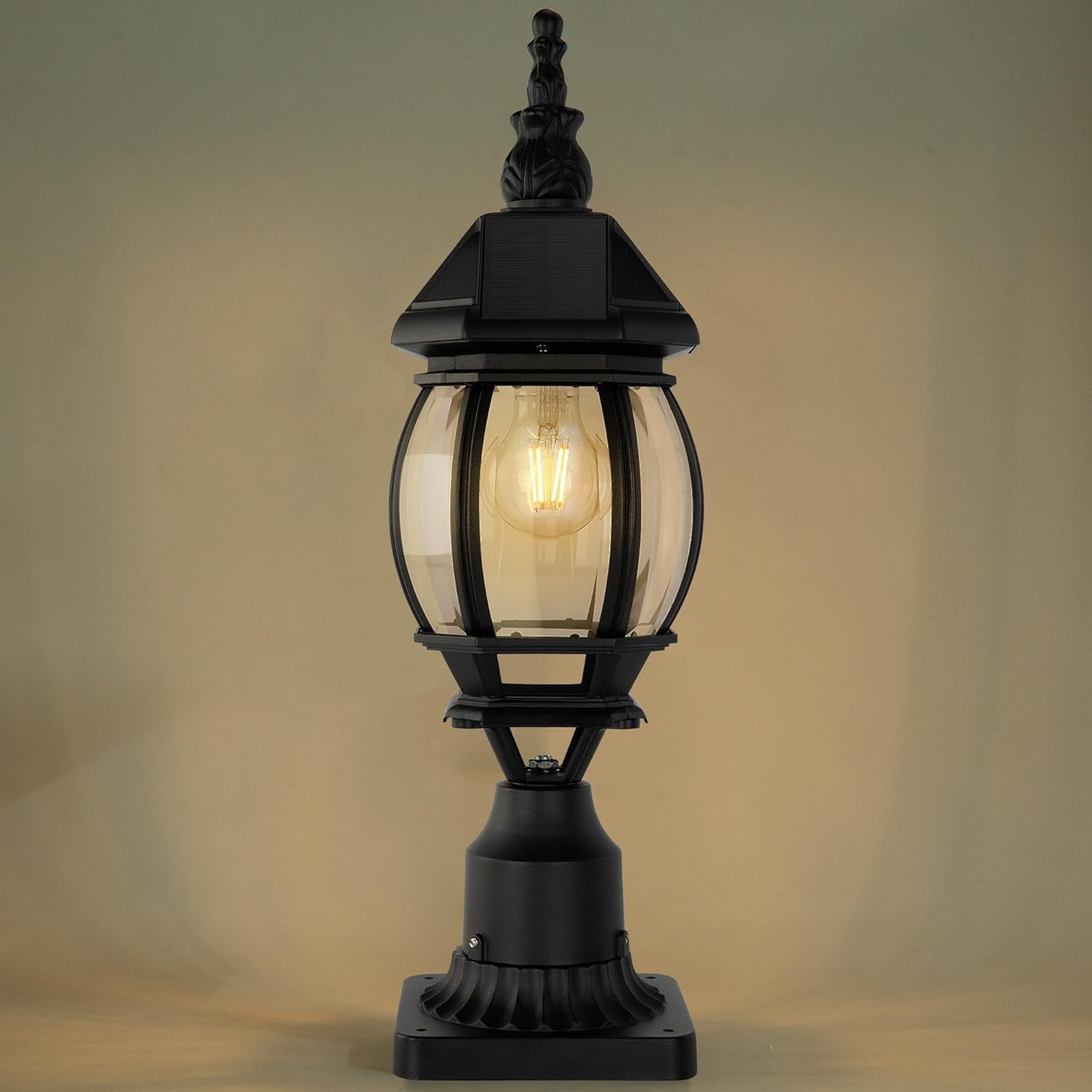 Solar Post Light with Pier Mount Base, Dusk to Dawn Aluminium Solar ...