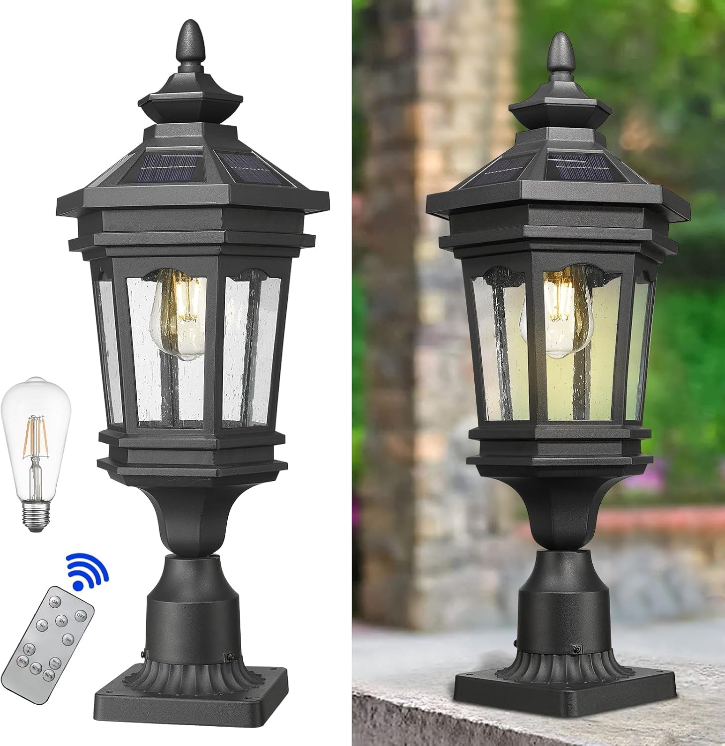 Solar Post Lights Lamp Outdoor Pole Light Fixture, Dusk to Dawn ...