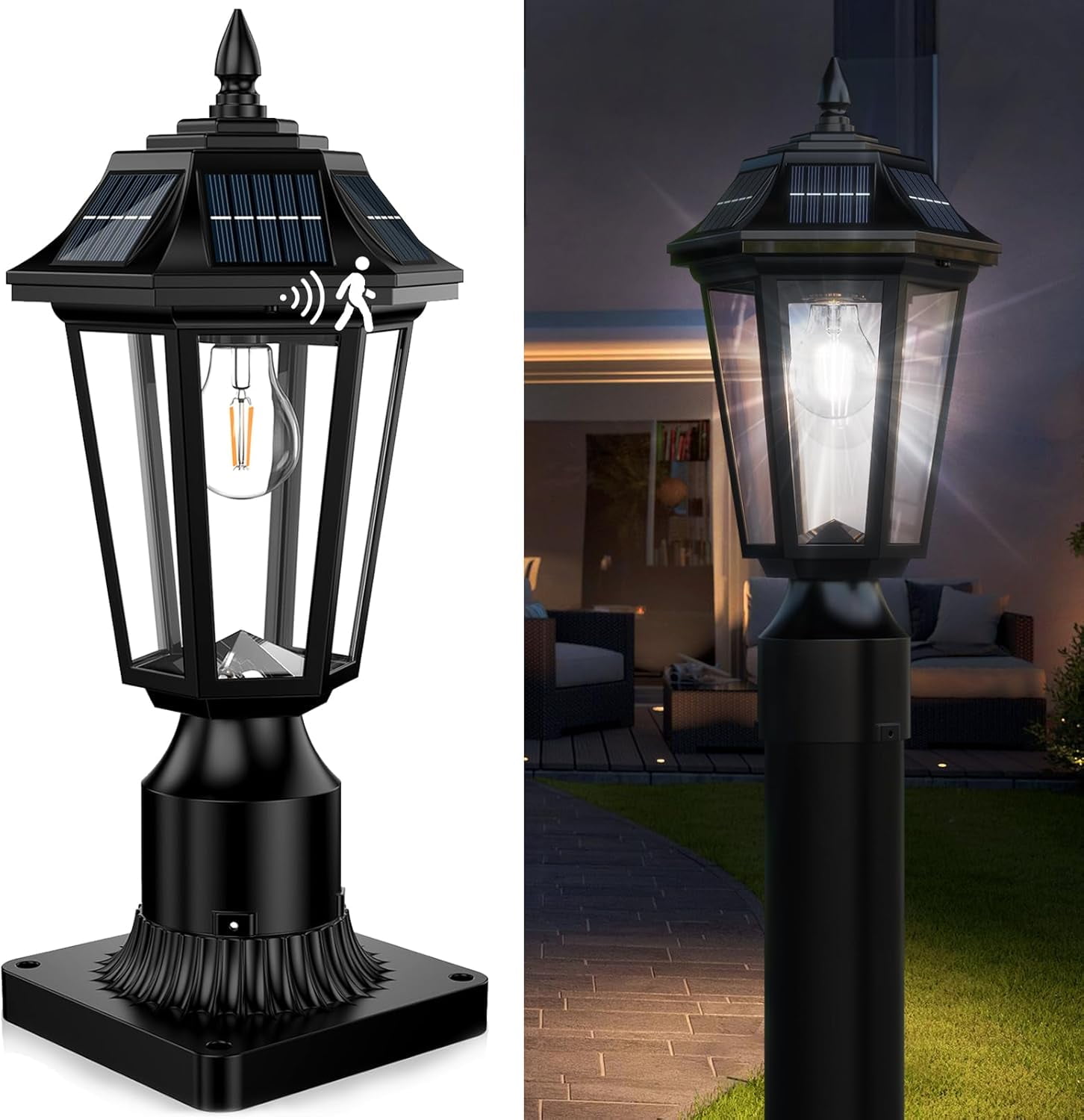 Solar Post Lights with Mount Base, Outdoor Solar Lamp Post Lights ...