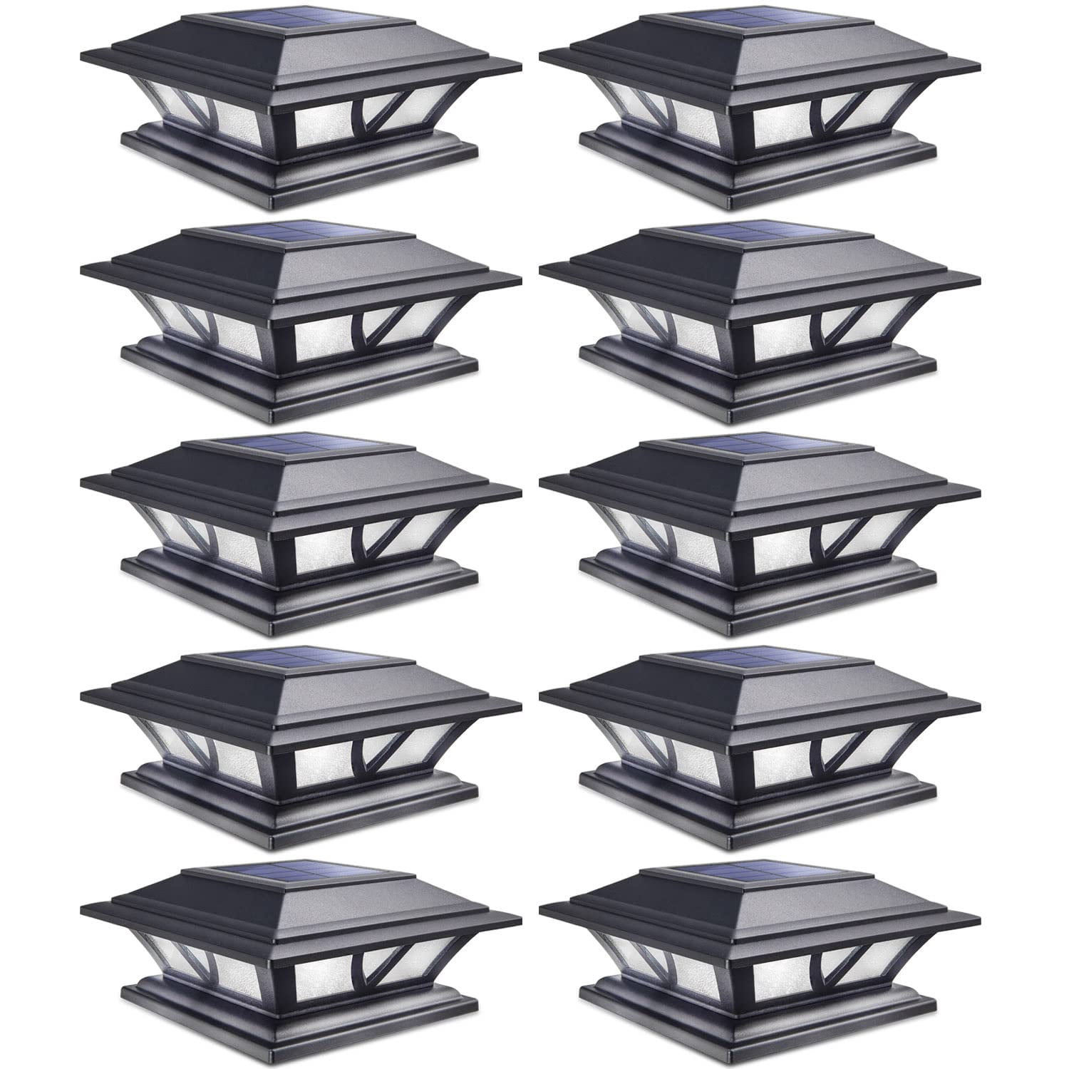 Solar Post Lights Outdoor 2 Modes LED Fence Deck Cap Light for 4x4 5x5 ...